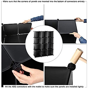 C&AHOME Cube Storage Organizer, 12-Cube Shelves Units, Closet Cabinet, DIY Plastic Modular Book Shelf, Ideal for Bedroom, Living Room, Office, 36.6" L x 12.4" W x 48.4" H Black SHS3012B