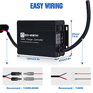 ECO-WORTHY Boost MPPT Solar Charge Controller 12A Solar Panel Regulator 24V/36V/48V/60V/72V Lead-Acid, LiFePO4, Gel, Flooded Battery in Golf Cart Electric Vehicles Solar System