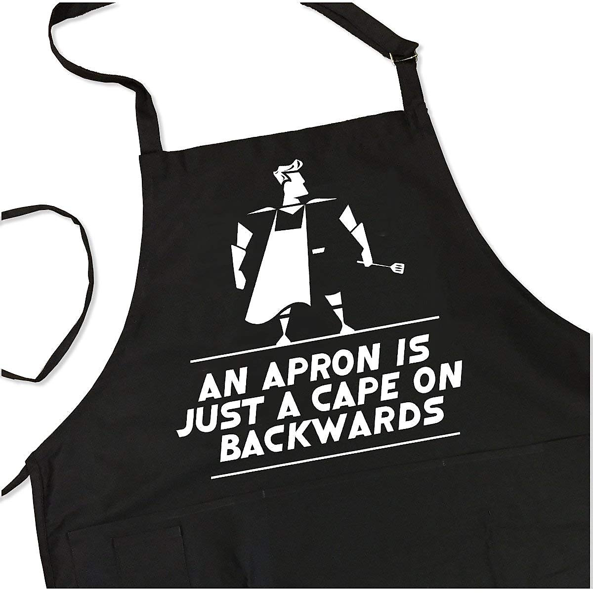 ApronMen, Just a Cape BBQ Grill Adjustable Apron for Men, Black, One Size