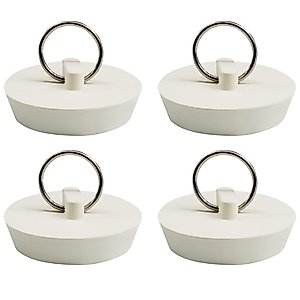 AUXBC Rubber Tub Stopper 4 Pieces, Drain Stoppers, Sink Stopper, Drain Plug Bathtub Plug, Kitchen Bathtub Odor-Proof Drain Cover Fits 1-7/8 Inch with Hanging Ring, White