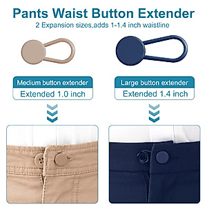 KUNTAERY 8 PCS Button Extenders for Jeans, Pants Waistband Expanders, Instant Waist Extender Buttons for Women and Men, No Sew Jeans Waist Extension 1-1.4 Inches