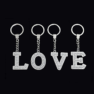 ESSPOC Initial Letter Keychain/Crystals Keyrings A-Z Letter Keychain For Car/Alphabet KeyRings For Women