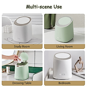 QLFJ-FurDec Mini Desktop Trash Can with 90 Trash Bags, Press-Type Countertop Wastebasket with Lid, Small Plastic Garbage Can for Bathroom Bedroom Living Room Dressing Table(White)