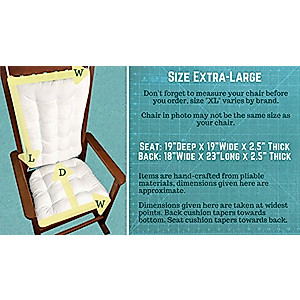 Brentwood Rocking Chair Cushions with Ties - Size Extra-Large - Woodlands Rustic Lodge & Lake House Decor (Brown, Gold, Black - Bear, Elk, Oak)