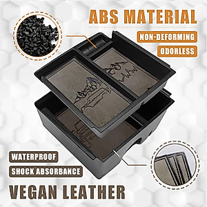 TripleAliners Center Console Organizer Compatible with 2021-2024 Ford Bronco(No for Sport) Accessories 6th Gen Bronco 2/4-Door Center Console Storage Box ABS Material with Leather Trim(V2_Retro Grey)