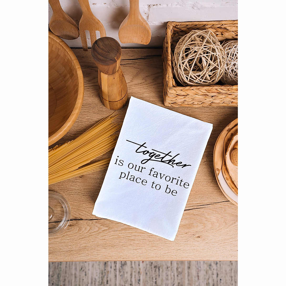 Happymade Tea Towels for Kitchen Decorative Cute Kitchen Towels with Sayings (Together is Our Favorite Place to Be) Decorative Kitchen Towels | Farmhouse Kitchen Towels Set | Tea Towel Farmhouse