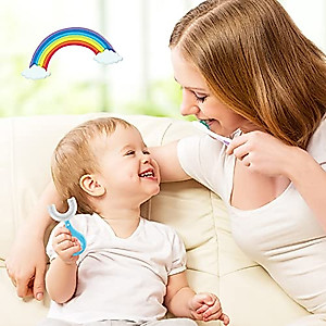 6 Pcs U Shaped Toothbrush Kids Toothbrushes Soft Silicone Children U Shape Toothbrush Whole Mouth Teeth Cleaning All Round Toothbrush for Baby Kids 2-12 Years Old, 2 Styles (Heart, Straight Handle)