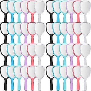 Vinsot Handheld Mirror Bulk Hand Mirrors with Handle Plastic Compact Travel Makeup Cosmetic Mirror Small Hand Held Mirror Portable Vanity Mirror for Home Camping Classroom, 7.09 x 3.15 Inches
