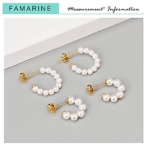 Small Pearl Hoop Earrings for Women 2 Pairs, Lightweight Pearl Hoops Jewelry