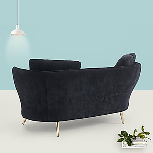 Modern Tufted Velvet Loveseat,Futon Club Two Seater Sofa,Compact Living Room Studio,Office,Dormitory,Breathable Spring Small Sofa For Entertainment Room Suitable For Living Room ＆ Bedroom (Black)