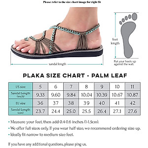 Plaka Palm Leaf Flat Summer Sandals for Women | Perfect for The Beach Walking & Dressy Occasions | Turquoise Gray | Size 9