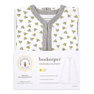 Burt's Bees Baby Unisex Beekeeper Blanket, 100% Organic Cotton, Swaddle Transition Sleeping Bag Wearable, Honey Bee Cloud, X-Large US