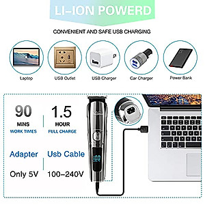 Brightup Beard Trimmer for Men - 18 Piece Beard Grooming Kit with Hair Clippers, Hair Trimmer, Electric Razor - IPX7 Waterproof Mustache, Face, Nose, Ear, Balls, Body Shavers - Mens Gifts, FK-8688T