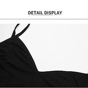 WYTong Women's Casual Dresses Summer Dress High Waist Split Fork Spaghetti Loose Swing Slip V-neck Dress(Black,Small)