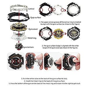 Owenkelng Bey Burst Gyro Toy Set Metal Fusion Attack Top Grip Toy Blade Set Game 2 Top Burst Gyros 2 Two-Way Launcher Great Birthday Gift for Boys Children Kids 6 8 10+