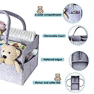 Meilleur Baby Diaper Caddy Organizer: Large Diaper Caddy for Baby Girl & Baby Boy - Felt Diaper Organizer for Changing Table & Car - Baby Diaper Caddy for Baby Nursery Storage - Portable Baby Basket