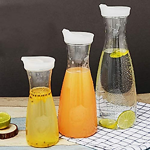 Carafes Pitchers With Lid,Clear Plastic Water Pitcher Or Beverage Drink Dispenser Jug For Cold Brew,Juice,Iced Tea, Coffee,Mimosa Bar（20 oz)
