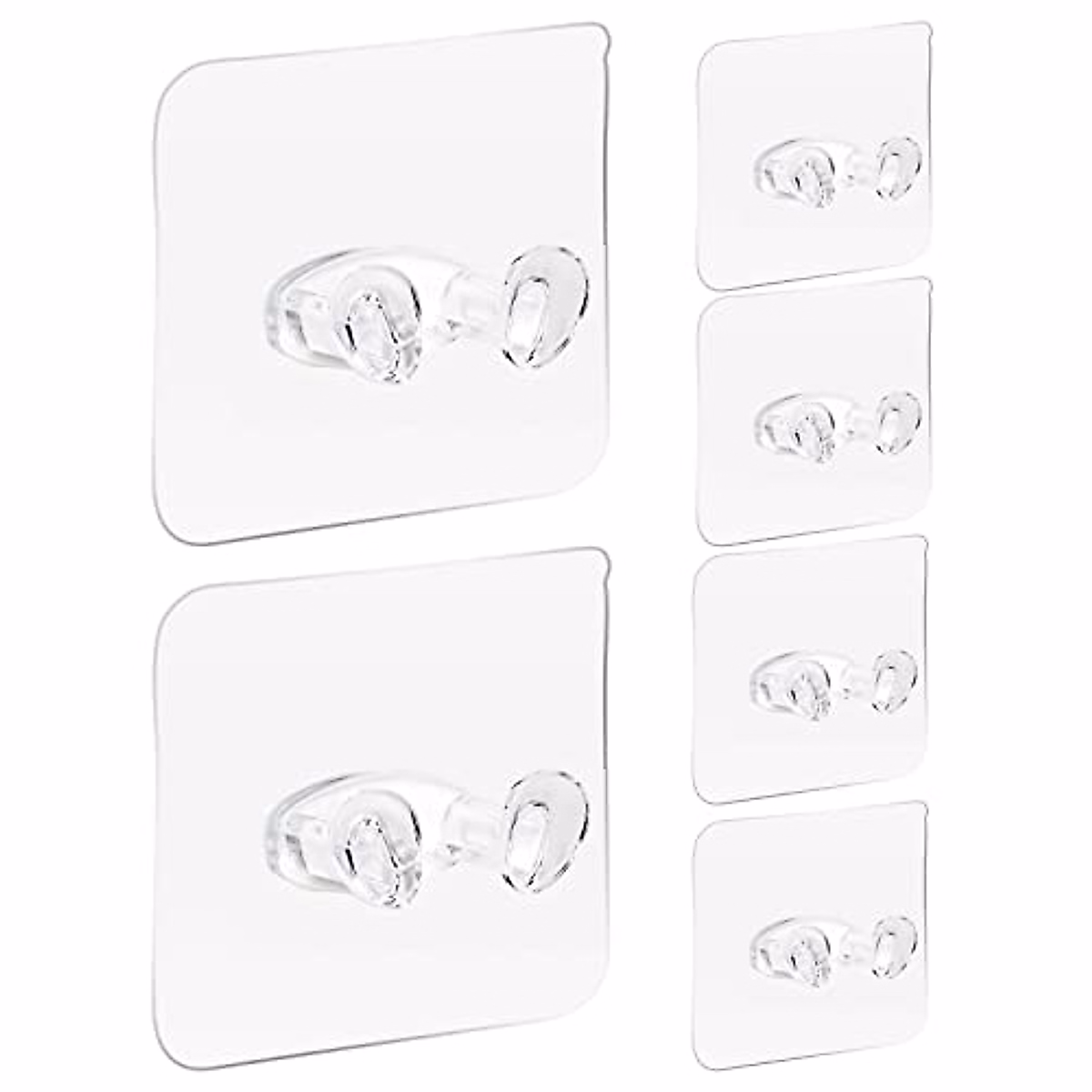 Adhesive Hooks for Hanging Heavy Duty, Transparent Wall Storage Organizer for Kitchen Bathroom, 13 lbs(Max) Tools Free Self Adhesive Utility Hook, Style2 6 Pack