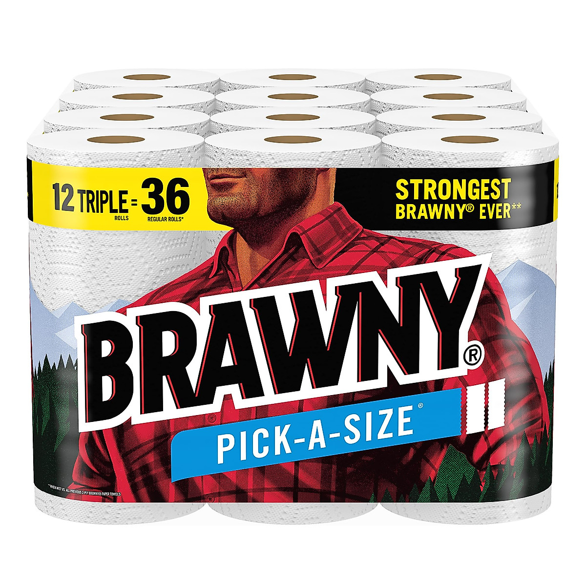Brawny® Pick-A-Size® Paper Towels, 12 Triple Rolls = 36 Regular Rolls