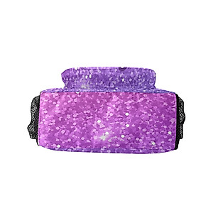 NZOOHY Pink Violet Glitter Custom Kids Backpack 16.5 Inch for Boy Girl, Personalized Waterproof Child School Travel Bag with Name, 16.5 inch X 12.2 inch X 5.9 inch