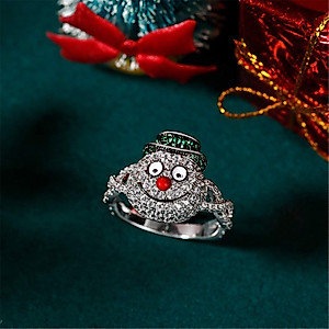 Jeulia "Merry Christmas Snowman Design Sterling Silver Ring Gift for Women & Girls Love Party Jewelry Valentine's Day X-mas Women's Day (7)
