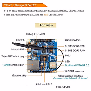 FDSF Orange Pi Zero 2,1GB with H616 Chip,Support Gigabit Network, BT, Wif,Run 10,Ubuntu,OS Single Board