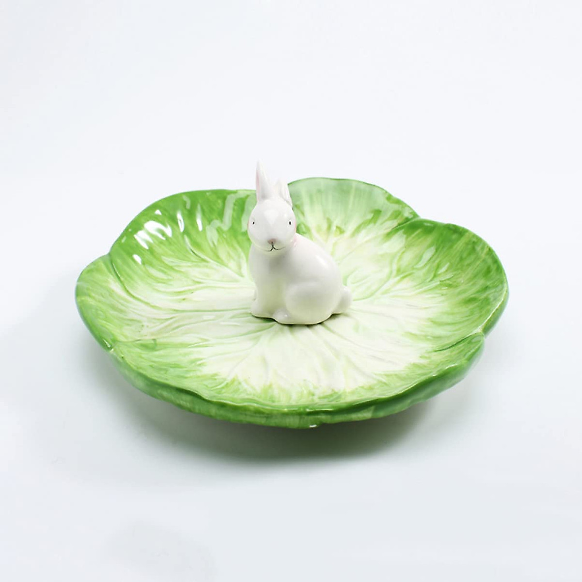 Housoutil Cabbage for Shaped Easter Porcelain Multipurpose Dessert Snack Mixing Design Snacks Tray Serving Bowl Party Display Chinese Salad Kids Green Dinner Plate Seasoning Round Fruit