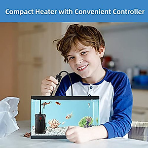 BOEESPAT Small Aquarium Heater 50W Fish Tank Heater for 5/10 Gallon Betta Fish with LED Temperature Controller and Smart Thermostat