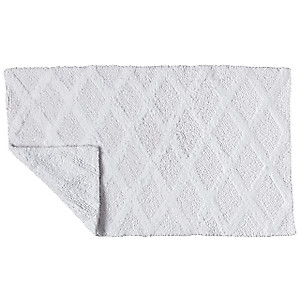Vera Wang | Tufted Diamond Collection | Soft and Absorbent, Plush Reversible Bath Rug Set, Modern Designer Style for Bathroom Décor, 2-Piece, White,USHS6D1117231