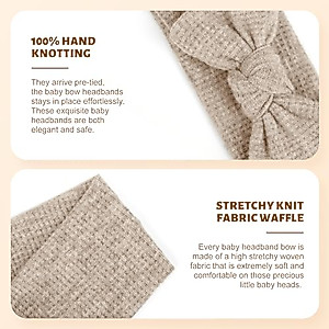 YanJie 4 PCS Baby Girl Headbands Handmade Big Bows Soft Stretchy Infant Newborn Headband with Bows Headwrap Hair Accessories Beige Light Khaki Coffee Gray