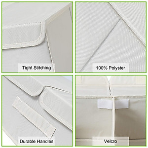 Large Foldable Storage Boxes with Lids Fabric, Large Toy Box, Lidded Storage Bins with Handles for Clothes, 40L Organiser Bathroom Storage Baskets for Clothes Toys Books Bedding or More (Beige 2 Pack)