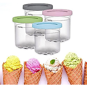 New Ice Cream Pints Containers|2/4 Packs Containers with Lids Replacements for Ninja Creami Pints,With NC301 NC300 NC299AMZ Series Ice Cream Maker (C)