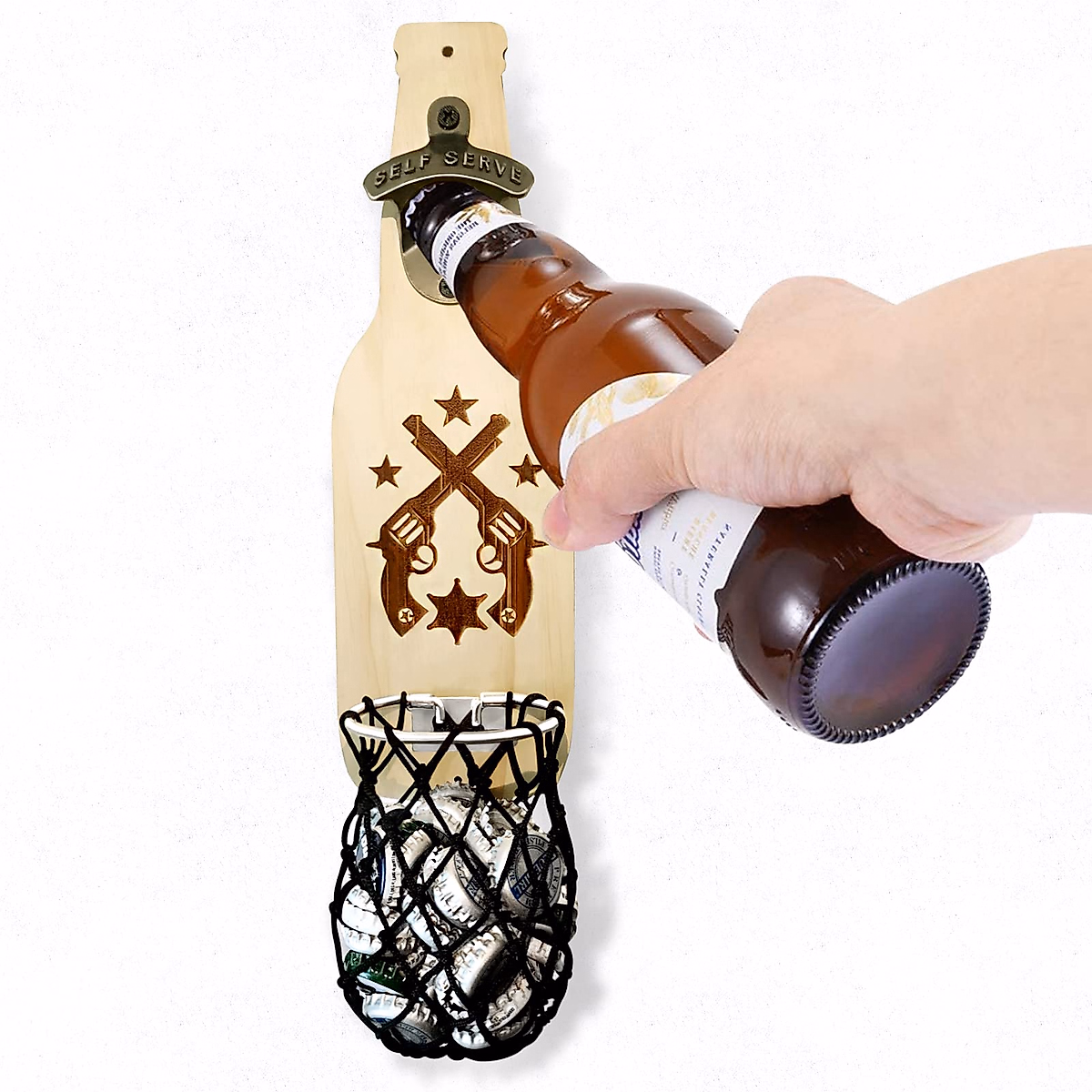 KingLive Bottle Opener - Funny Beer Bottle Opener with Wall Mounted Cap Catcher, Fun and Unique Gifts for Men, Dad, Father, Him, Perfect for Kitchen, Living Room, Bedroom, Outdoor, and Bar Decor