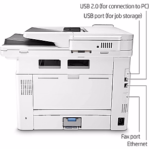 HP Laserjet Pro MFP M428fdn All-in-One Wired Ethernet only Monochrome Laser Printer, White - Print Scan Copy Fax - 2.7" Touch, 40 ppm, 1200x1200 dpi, Auto 2-Sided Printing, 50-Sheet ADF, Cbmou Webcam