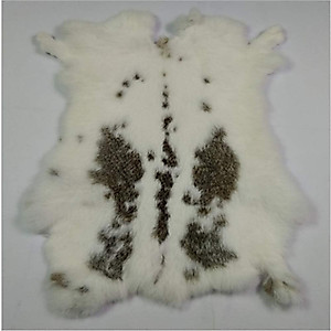 Natural Spotted Color Rabbit Fur Pelt Hide(10" by 12" with Sewing Quality Leather) - Soft Professionally Tanned 1PCS