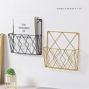 EYHLKM Wall Mounted Wrought Iron Book Shelf Grid Design Hollow Bookcase Holder Home Bedroom ( Color : E , Size : 1 )