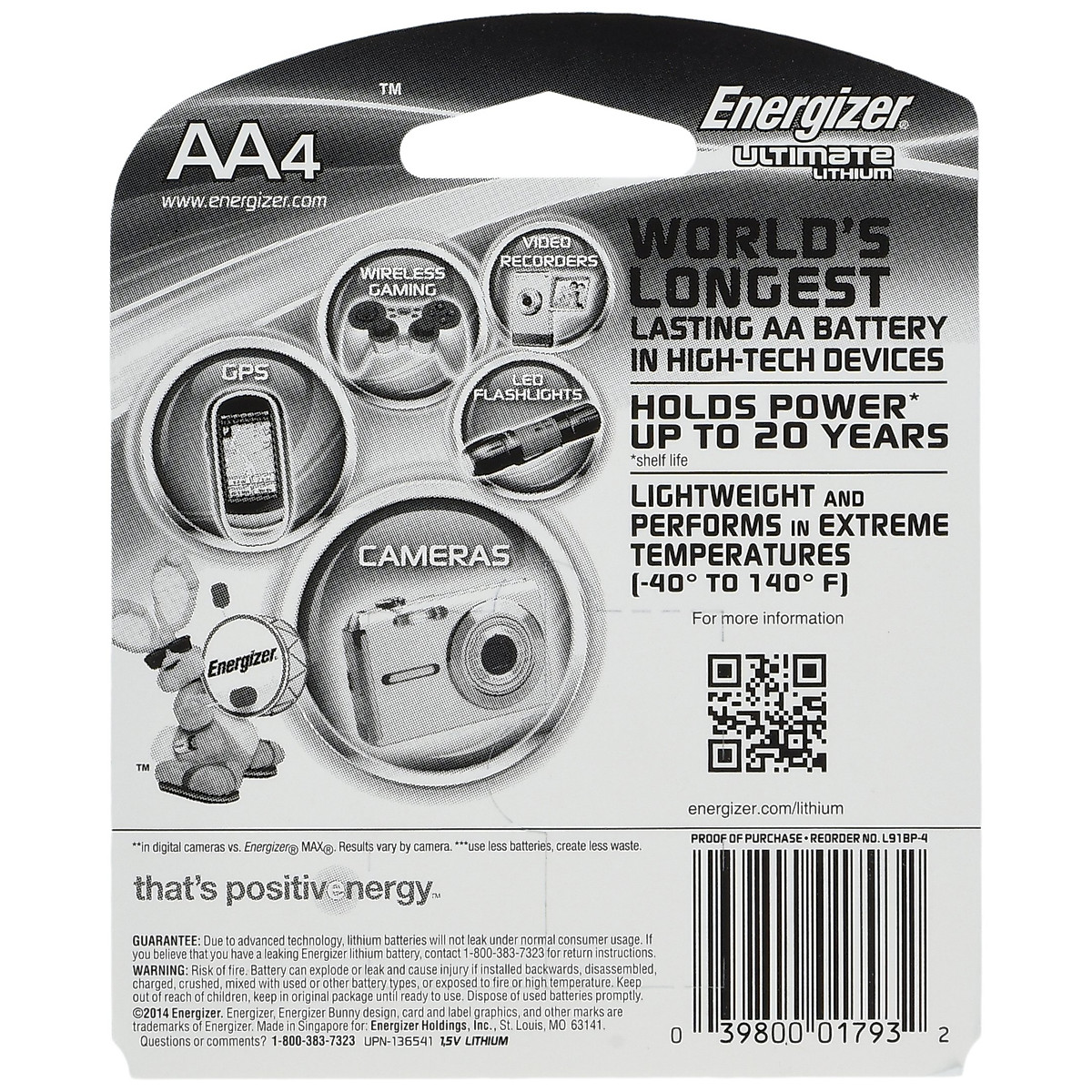 Energizer BF-W3DL-O4K4 Ultimate L91BP-4 Lithium AA Battery, 24 Batteries in Original Retail Packs Not Bulk