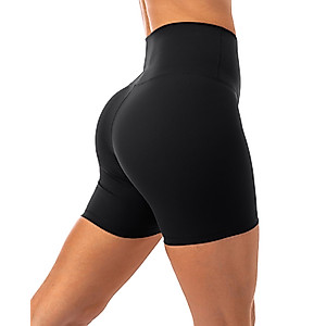Lavento Women's All Day Soft Biker Shorts 5 Inch - High Waisted Workout Gym Running Yoga Shorts (Black, 6)