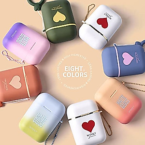 LAMUSELAND Matte Lipstick, 2Pc/Set Waterproof Long Lasting Moisturizing Lip Stain Earphone Dual-color Lip Gloss Primer, Non-stick Cup Lip Make Up Gift Kit for Girls (Red)