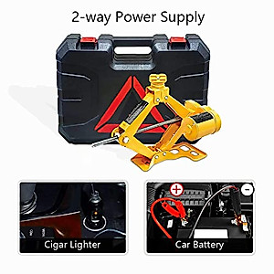 Simtamy Electric Car Jack 2 Ton 12V Electric Scissor Jack with Storage Box for Car SUV Tire Changes (Lifting rang: 4.72~14.72 inch)