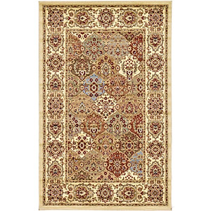 Unique Loom Voyage Collection Traditional Oriental Classic Intricate Medallion Design Area Rug, Rectangular 5' 3" x 8' 0", Ivory/Brown
