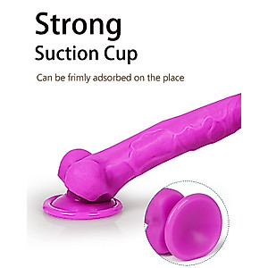 Purple Dildo Adult Sex Toys- 7.1 Inch Realistic Liquid Silicone Dildo with Strong Suction Cup for Shower Hands-Free Play, Lifelike Soft Penis Dildo for Man, Small Beginner Dildo for Women and Couples