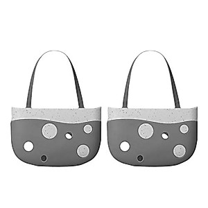 Hemoton Plastic Storage Basket 2 Pcs Kitchen Sponge Holder Dot Pattern Sink Brush Soap Dishwashing Liquid Drainer Rack Sink Organizer Holder for Kitchen Bathroom (Grey)