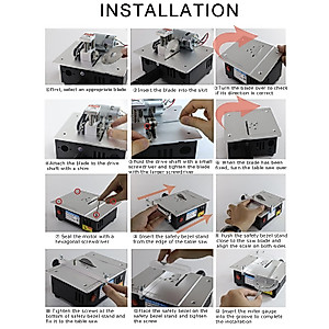 Mini Table Saw, RTOVZON 96W Mini Desktop Electric Saw Cutter 7.1"x5.5", Cut Thickness Adjustable Precision Craft Table Saw with Speed & Angle Adjust 4* Blades, Available for Wood/PCB/Acrylic/Plastic