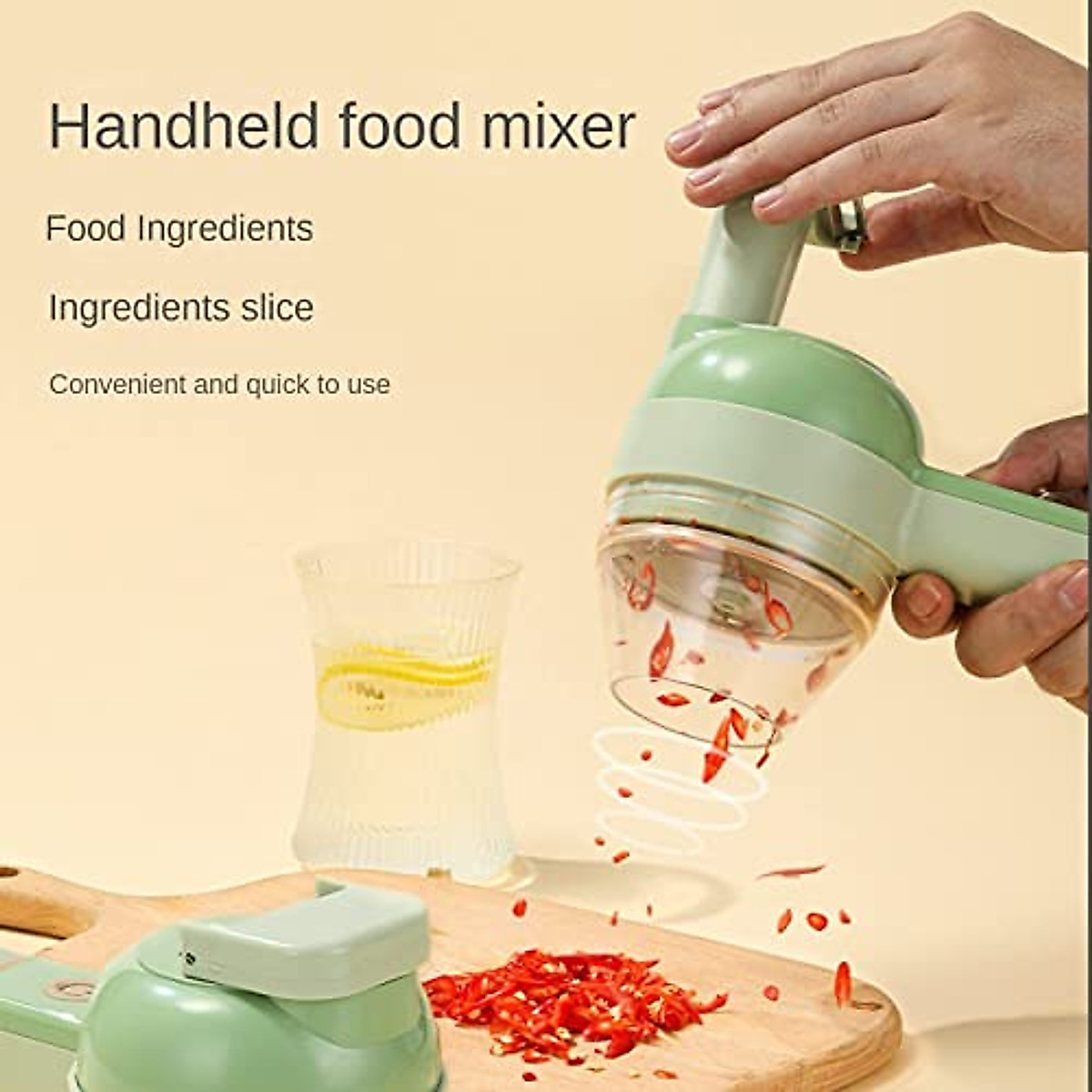 4 in 1 Handheld Electric Food Cutter Set, Kitchen Gods Wireless Food Processor for Fruits, Vegetables and Meat