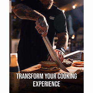 The Cooking Guild Slicer Knife - 12 Inches - Grizzly Series - San Mai Steel Japanese Slicing Knife with Hammered Finish - Rosewood Handle Meat Slicer - Rust-Resistant