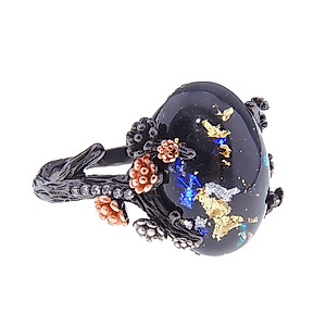 Ginger Lyne Collection Henrietta Simulated Fire Opal Ring - Sterling Silver Tree Branch Setting - Elven Fairy Flower Design for Engagement Statement Womens Promise Rings