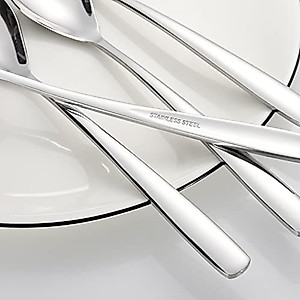 Soup Spoons Set of 6 Stainless Steel Round Spoons Asian Soup Spoon Long Handle Dinner Spoons for Kitchen Restaurant Home