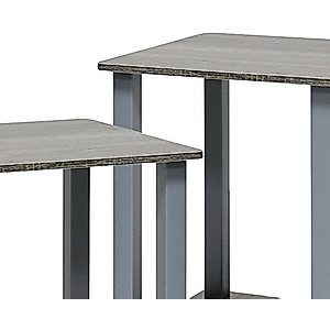Furinno Simplistic Set of 2 End Table, French Oak Grey/Grey