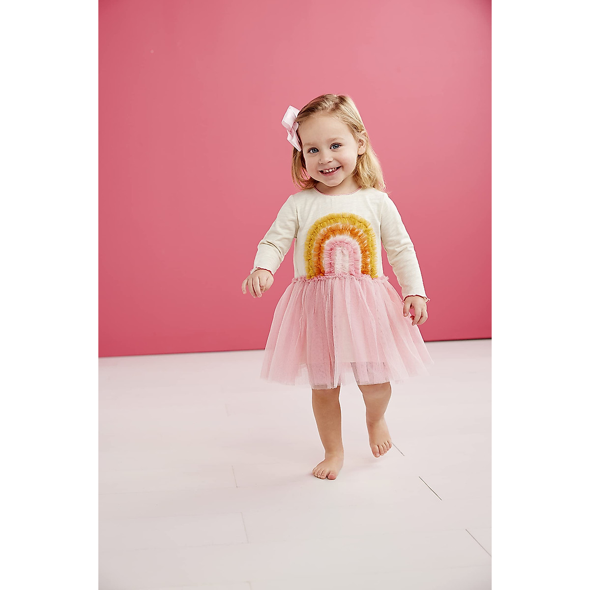 Mud Pie baby girls Mud Pie Rainbow Mesh Dress, Rainbow, 12-18 Months